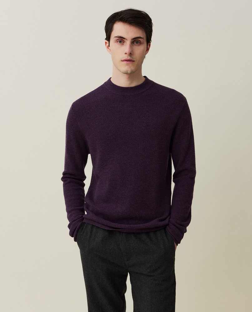Felix Textured Merino Wool Sweater, Purple | Lexington