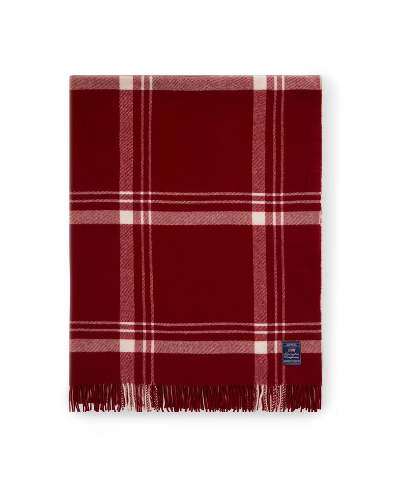 Red checked recycled wool throw | Lexington