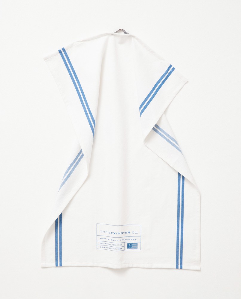 Kitchen towel with side stripes, White | Lexington