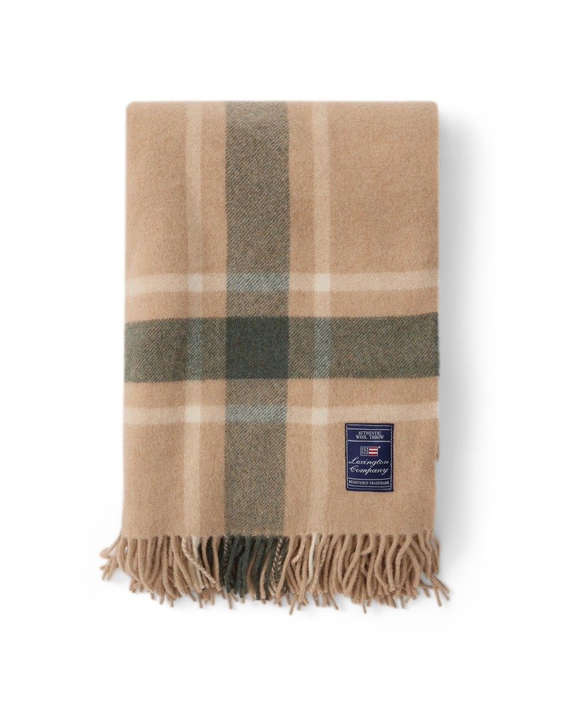 Frame checked wool throw | Lexington