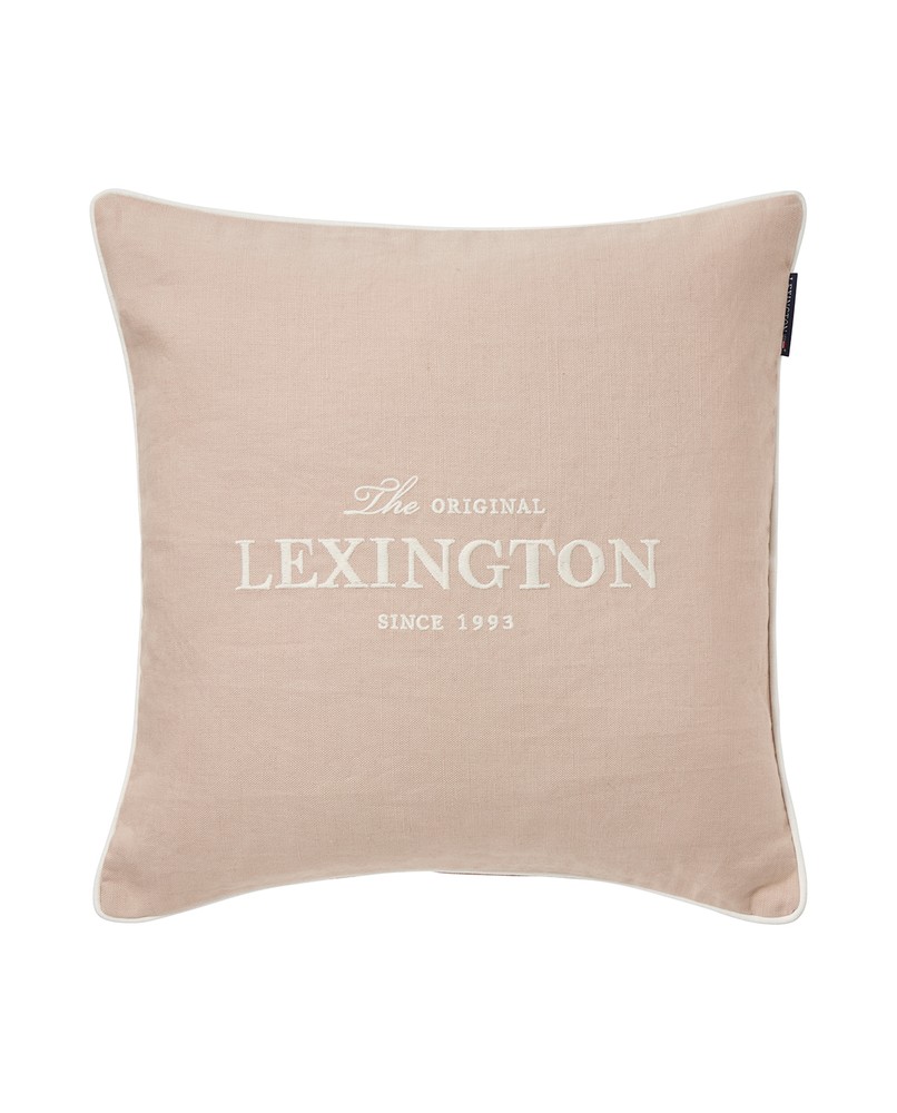 Kissenbezug aus Leinenmischung mit original Lexington-Logo, beige ...