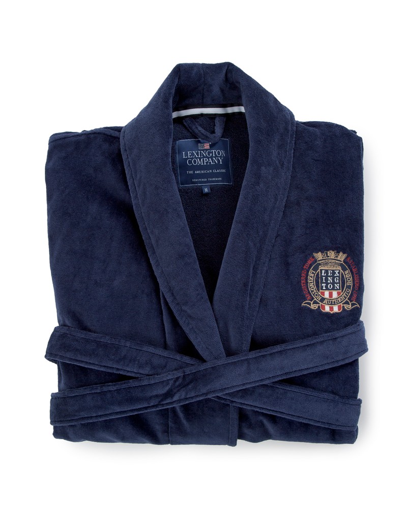 Icons Unisex Velour Robe, Blue | Lexington